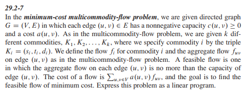 Solved 29 2 7 In The Minimum Cost Multicommodity Flow