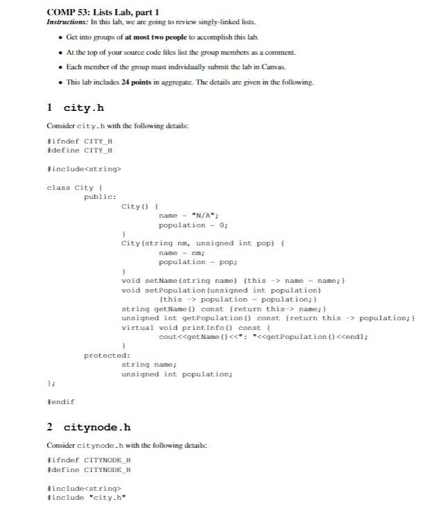 Solved COMP 53: Lists Lab, part 1 Instructions: In this lah, | Chegg.com
