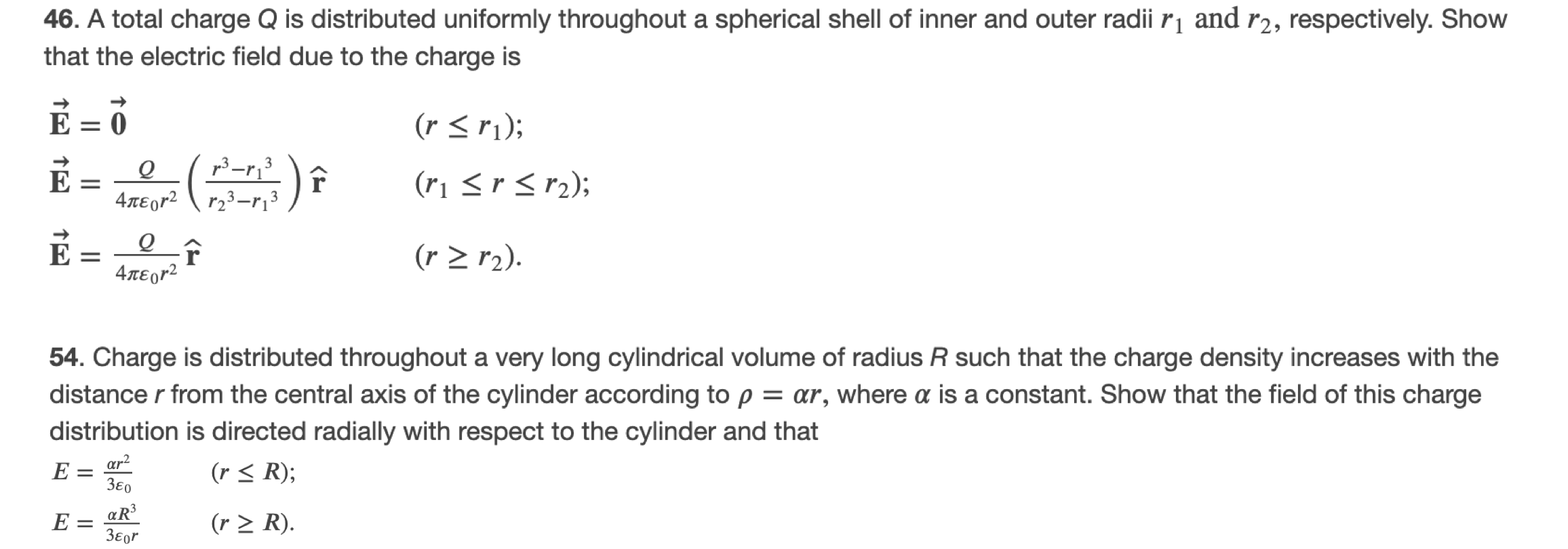 Solved 46. A total charge Q is distributed uniformly | Chegg.com
