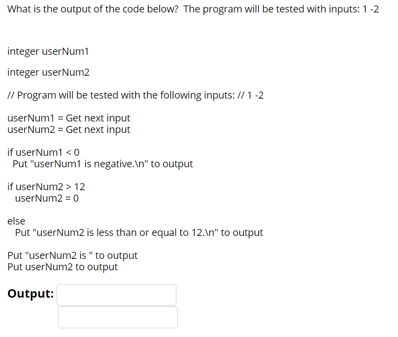 Solved What is the output of the code below? The program | Chegg.com
