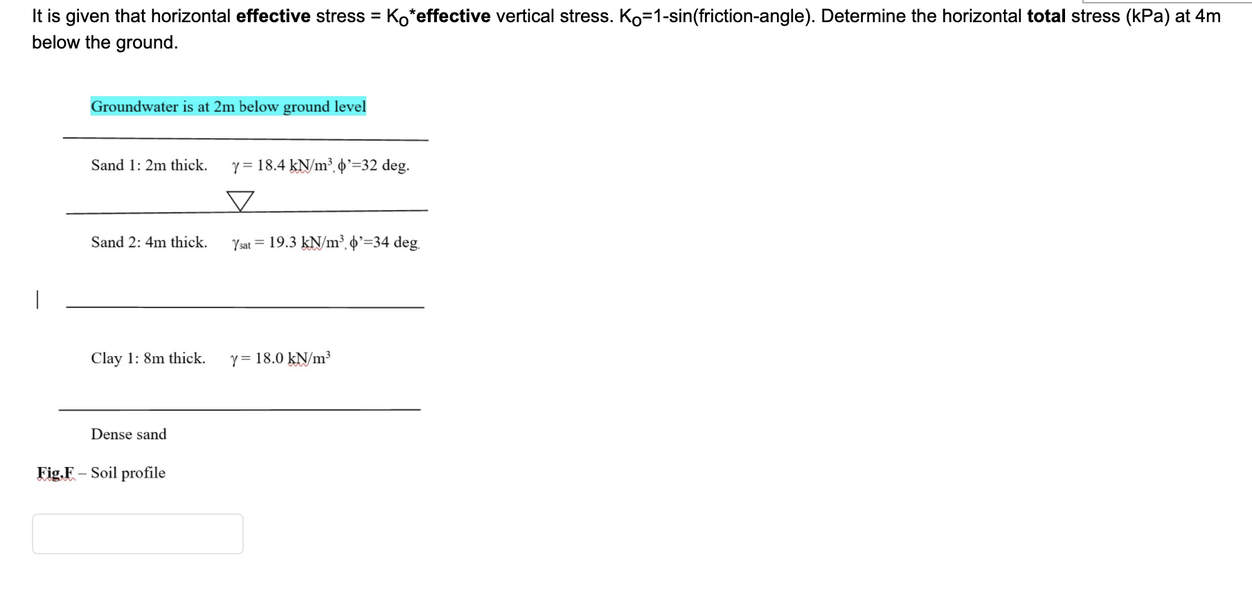 Solved = It is given that horizontal effective stress = | Chegg.com