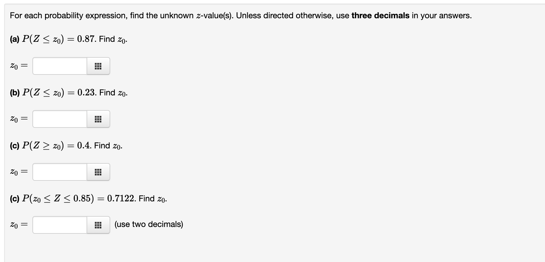 Solved For each probability expression, find the unknown | Chegg.com