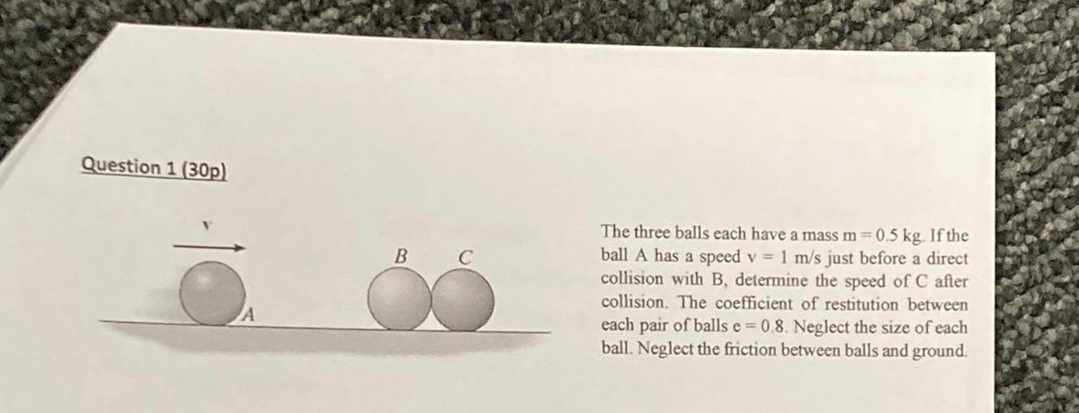 Solved Question 1 (30p) The three balls each have a mass | Chegg.com