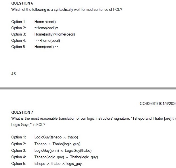 Solved QUESTION 6 Which of the following is a syntactically | Chegg.com