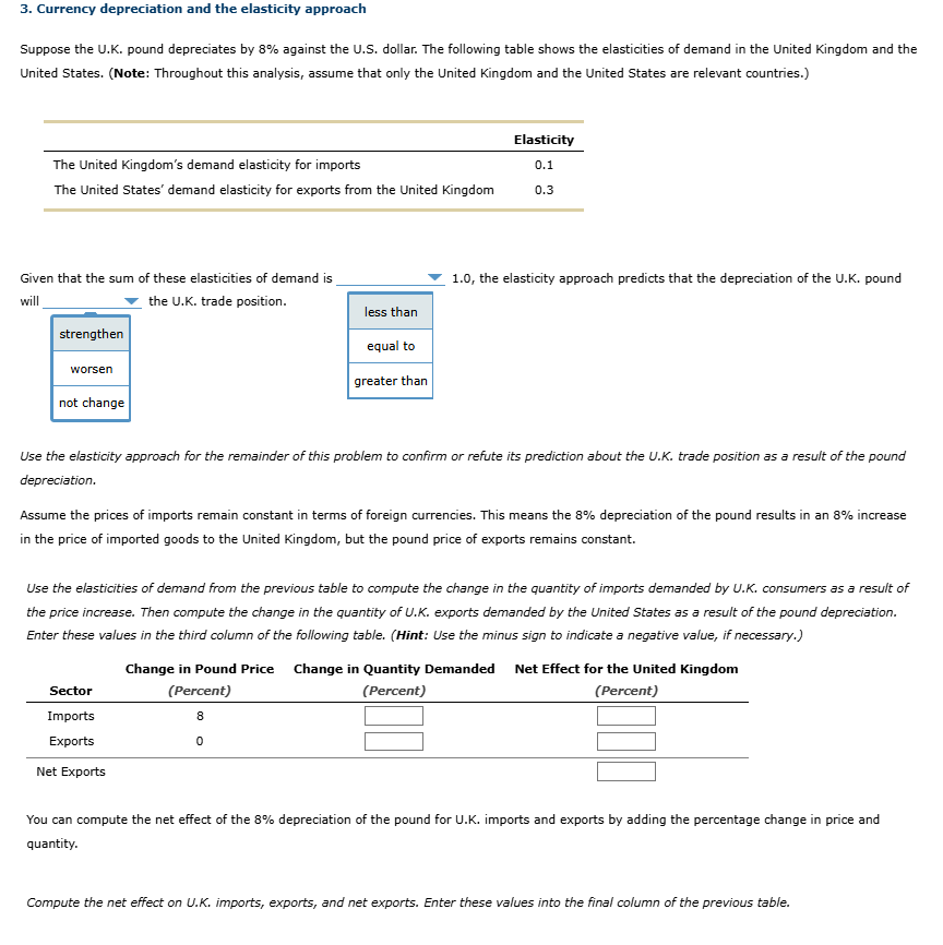 Solved 3. ﻿Currency depreciation and the elasticity | Chegg.com