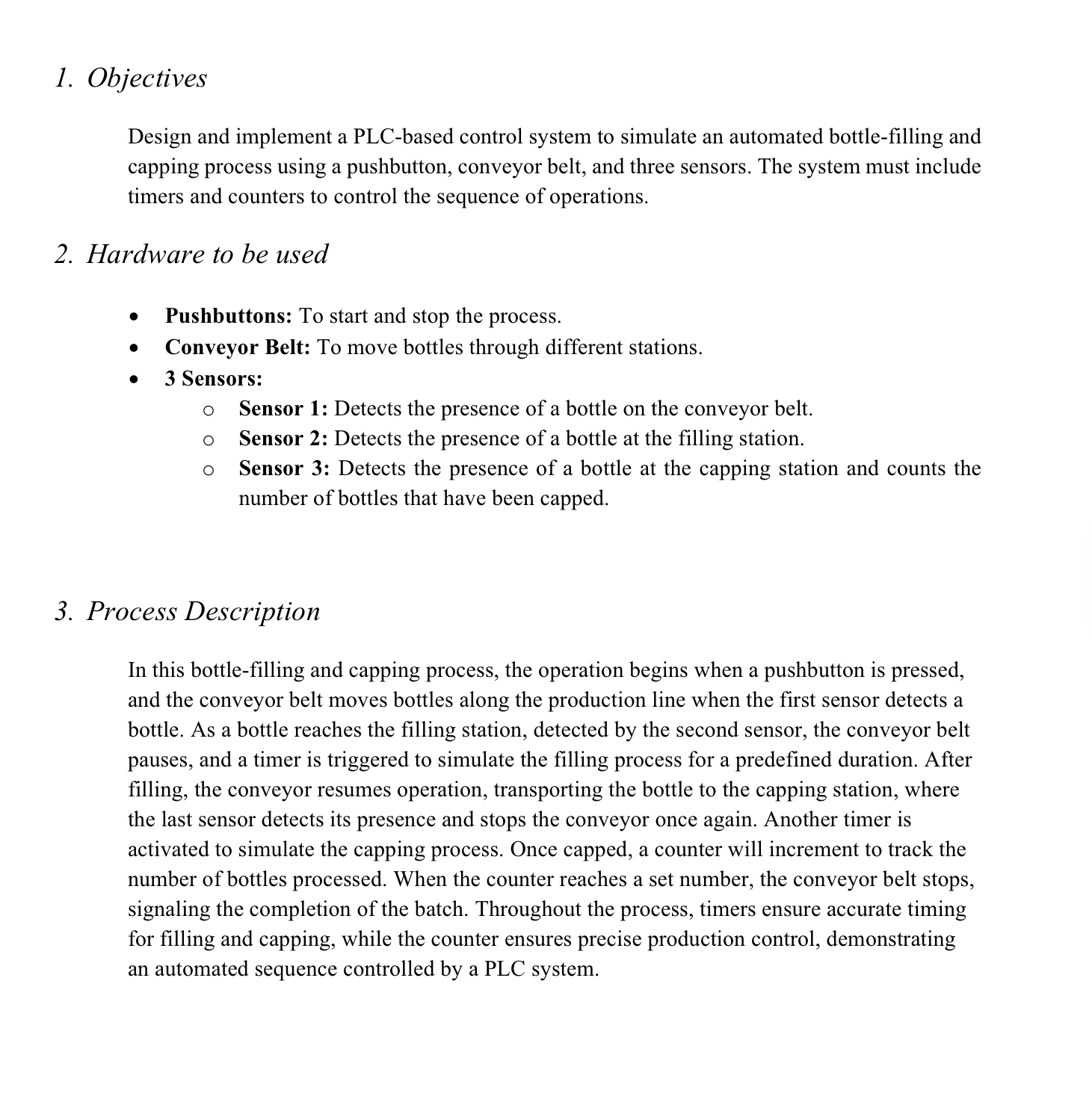 Solved 1. ﻿Objectives Design and implement a PLC-based | Chegg.com