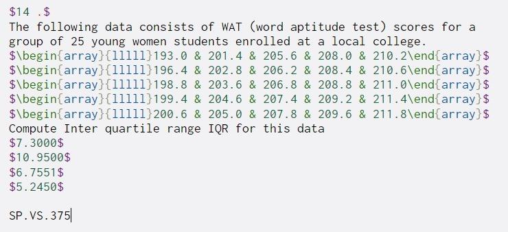 Solved $14 $ The following data consists of WAT (word | Chegg.com