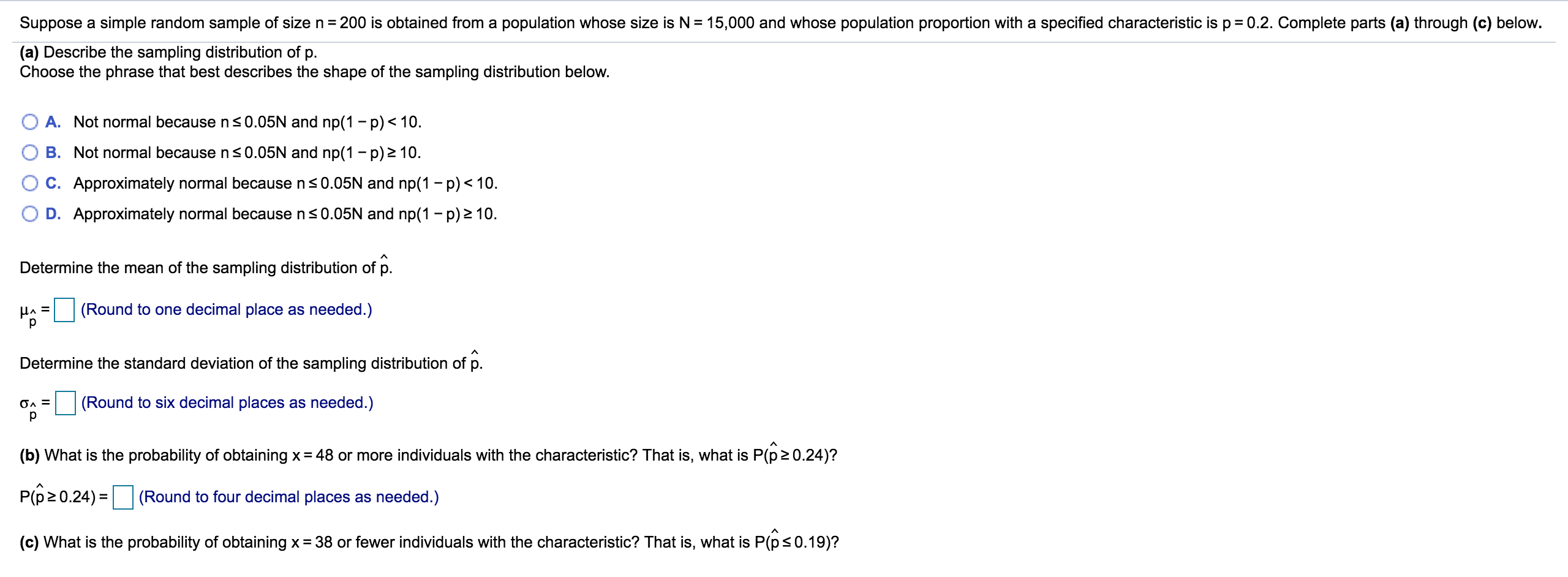 Solved Suppose a simple random sample of size n=200 is | Chegg.com