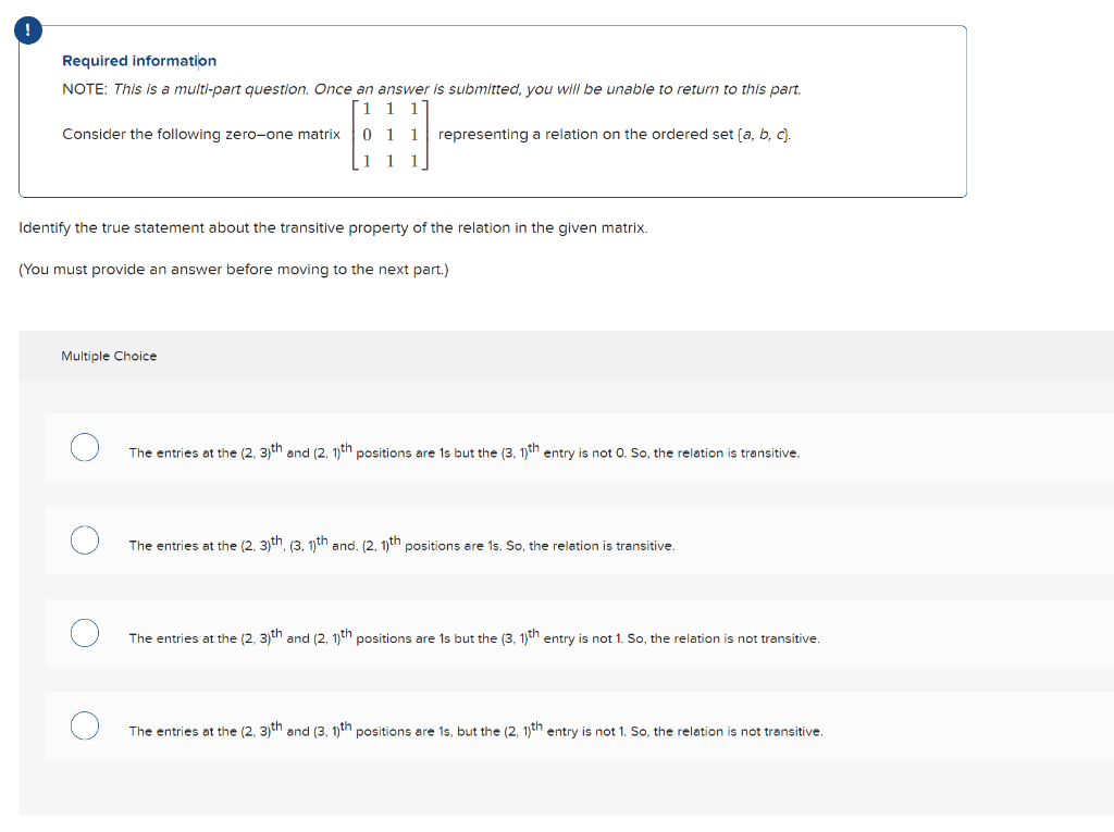 Solved Required information NOTE: This is a multi-part | Chegg.com