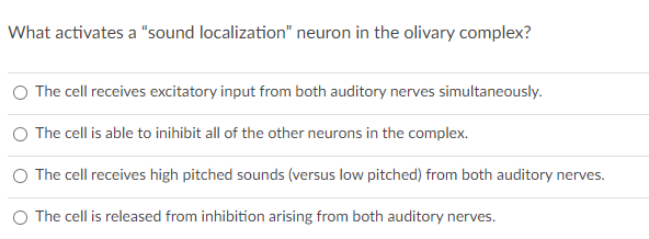 Solved What activates a "sound localization" neuron in the | Chegg.com