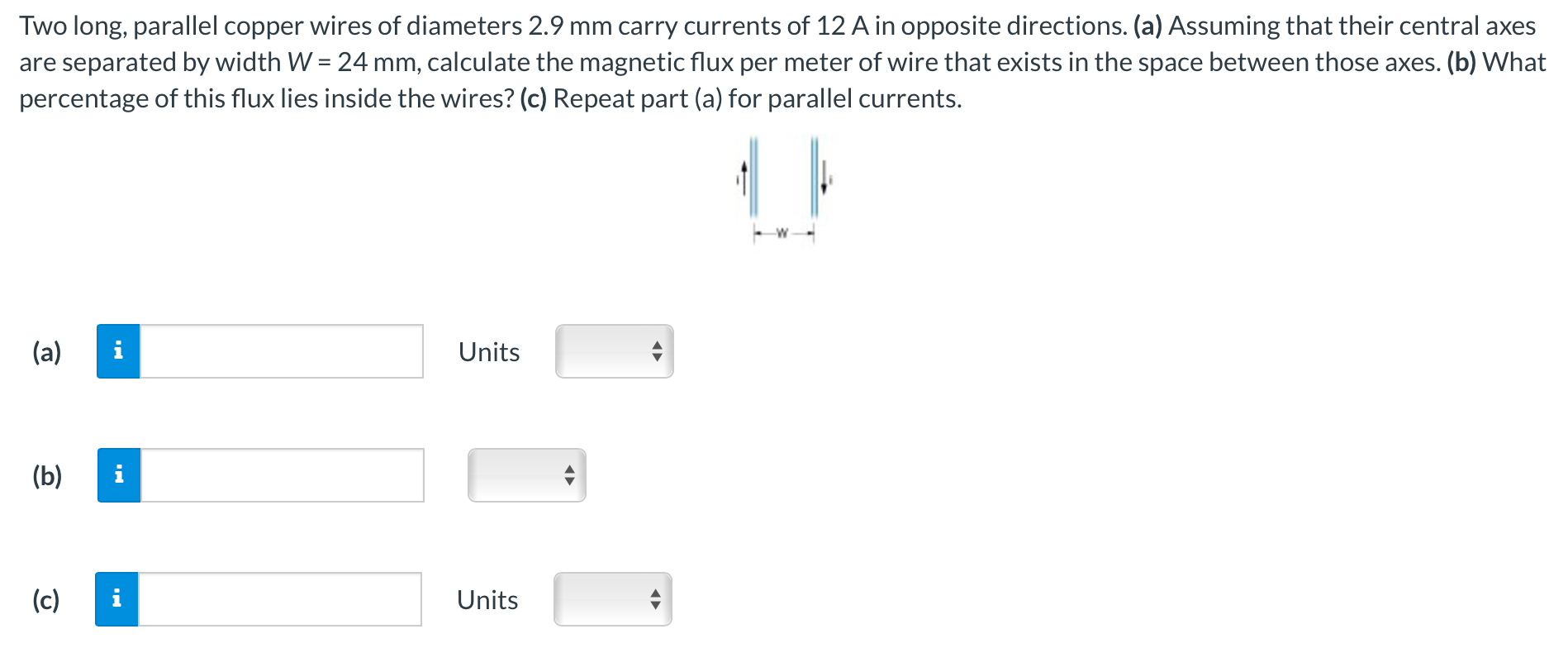 Solved Two long, parallel copper wires of diameters 2.9 mm | Chegg.com