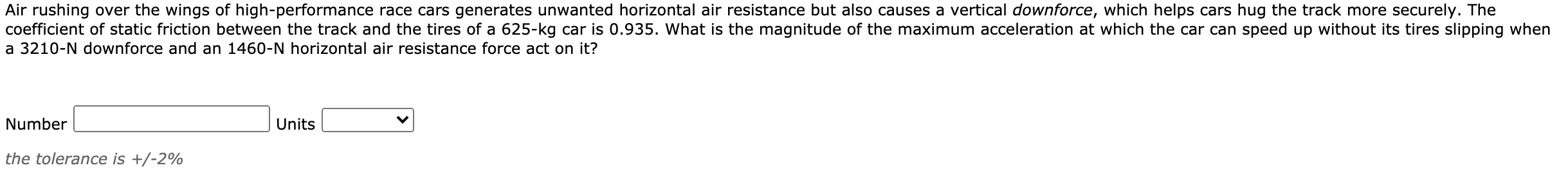Solved Air rushing over the wings of high-performance race | Chegg.com