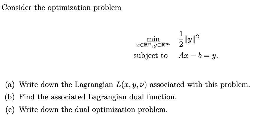Consider the optimization problem min XER",YERM | Chegg.com