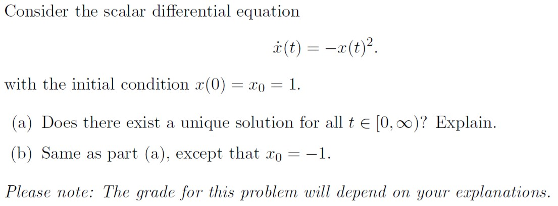 Solved Consider the scalar differential equation i(t) = | Chegg.com