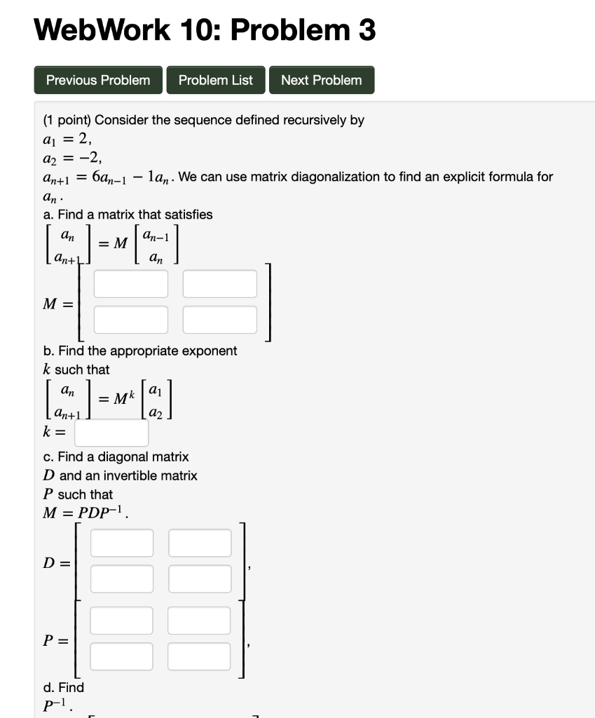 Solved WebWork 10: Problem 3 Previous Problem Problem List | Chegg.com