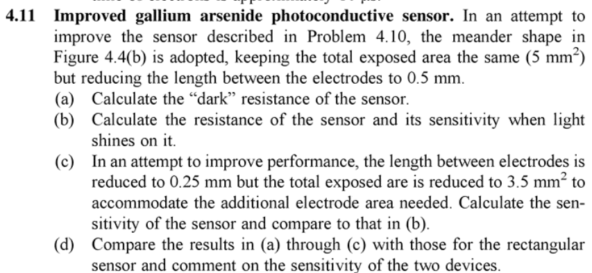 .11 Improved gallium arsenide photoconductive sensor. | Chegg.com