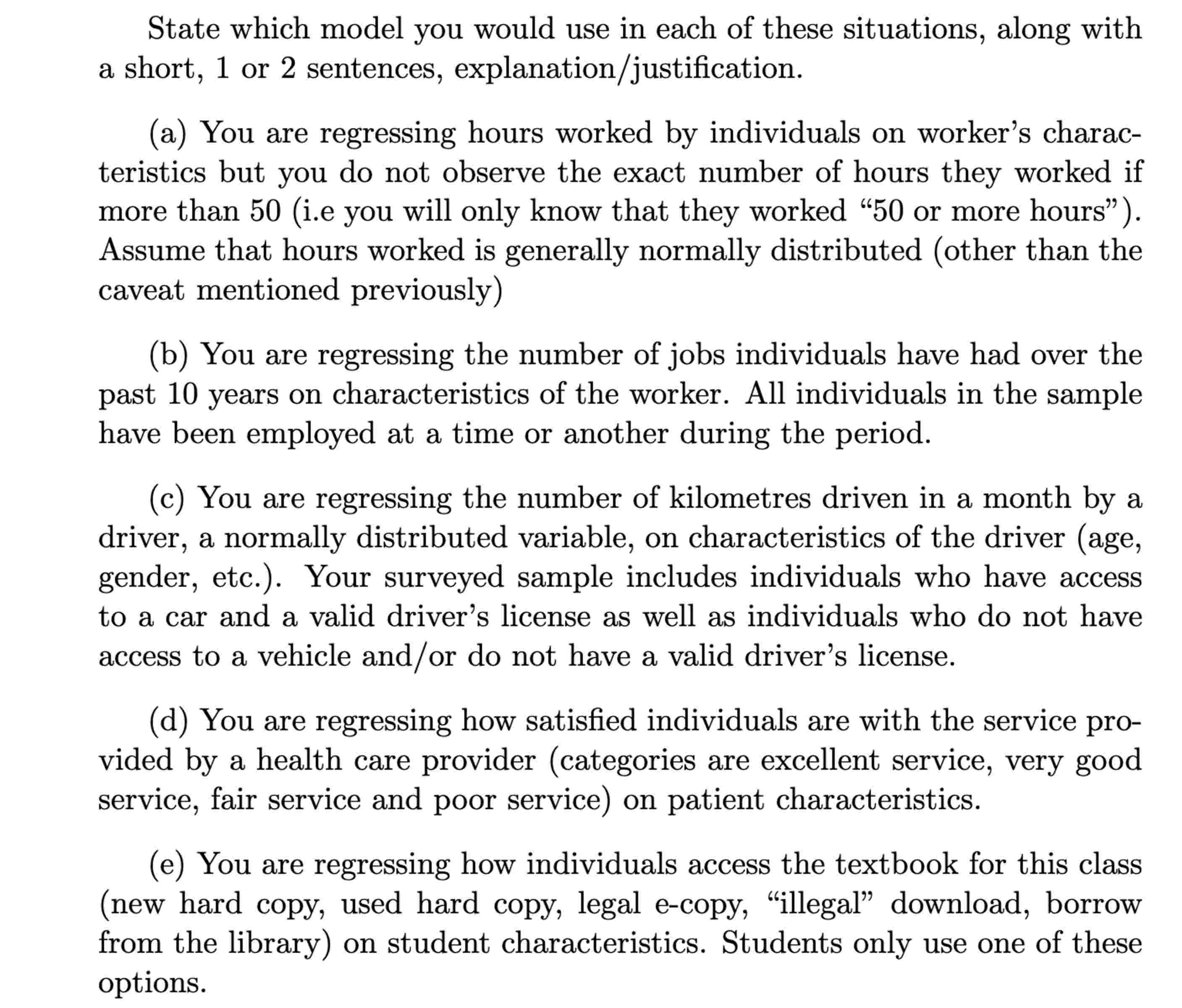 Solved Econometric Analysis State Which Model You Would Use 8055