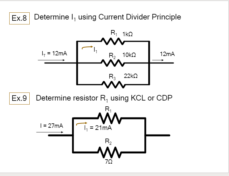 Solved Ex.8 Determine I, using Current Divider Principle R | Chegg.com