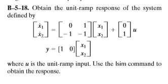 Solved B-5-18. Obtain the unit-ramp response of the system | Chegg.com