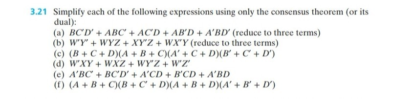 Solved 3.21 Simplify each of the following expressions using | Chegg.com