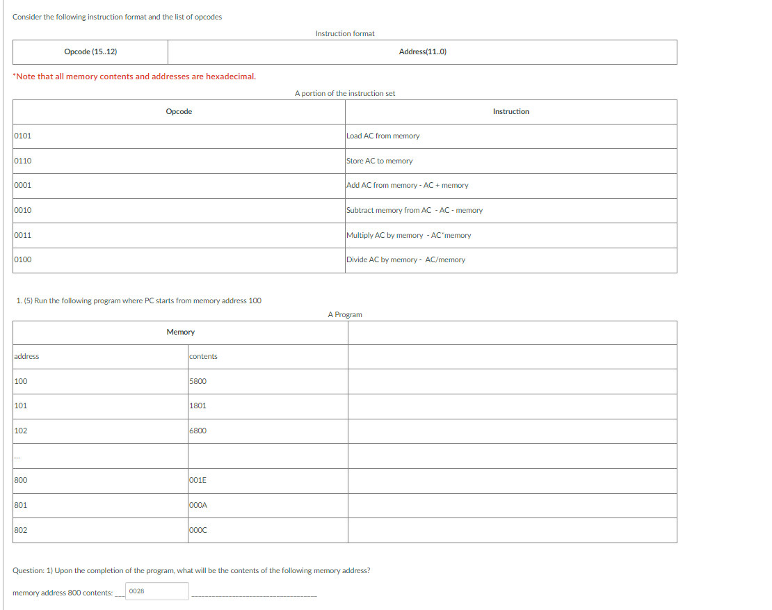 Solved Consider the following instruction format and the | Chegg.com