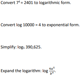 Solved Convert 74 = 2401 to logarithmic form. Convert log | Chegg.com