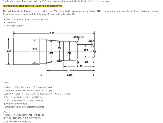 Solved For the given example of a part made by CNC Lathe | Chegg.com