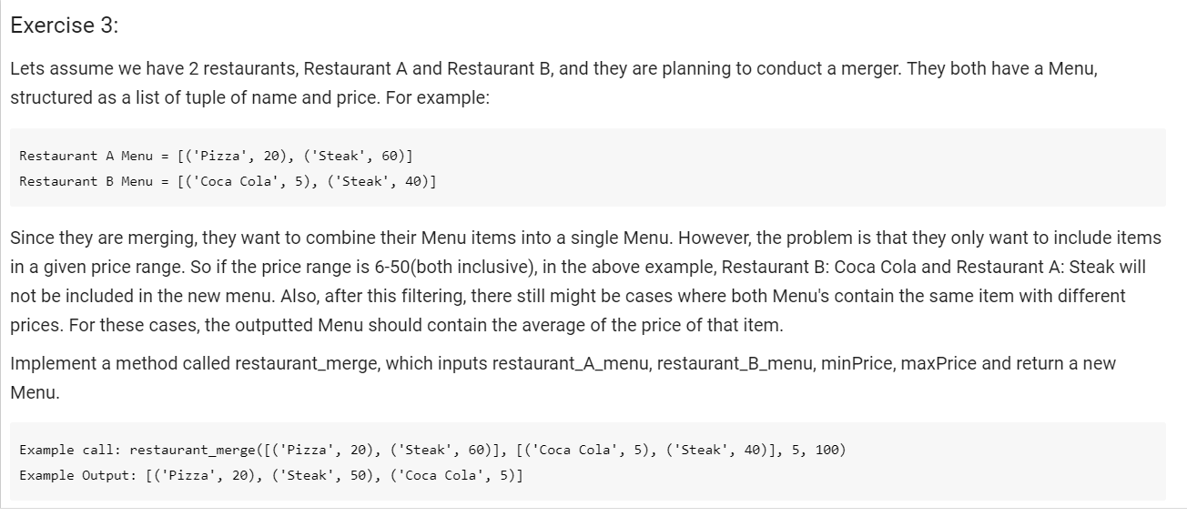 Solved Exercise 3: Lets assume we have 2 restaurants, | Chegg.com