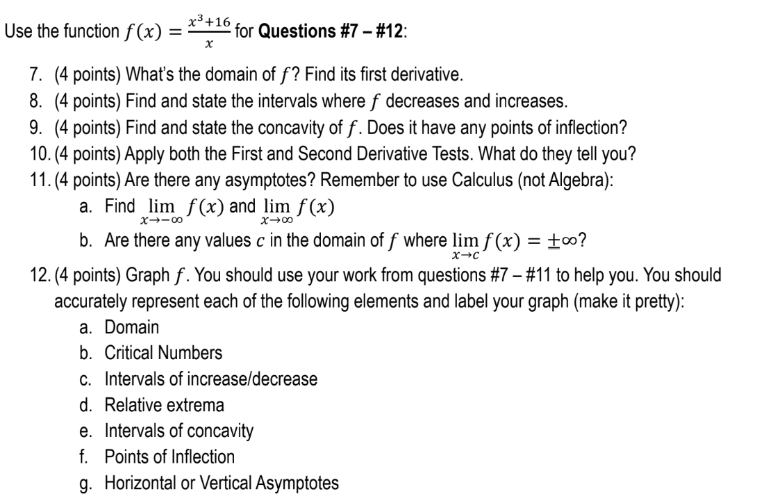 Solved Use the function f(x)=x3+16x ﻿for Questions #7 - | Chegg.com