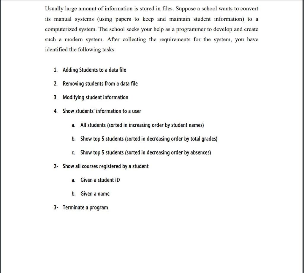 Managing Student Information Program using python. | Chegg.com