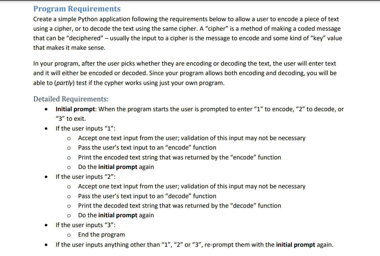 Solved Program Requirements Create a simple Python | Chegg.com
