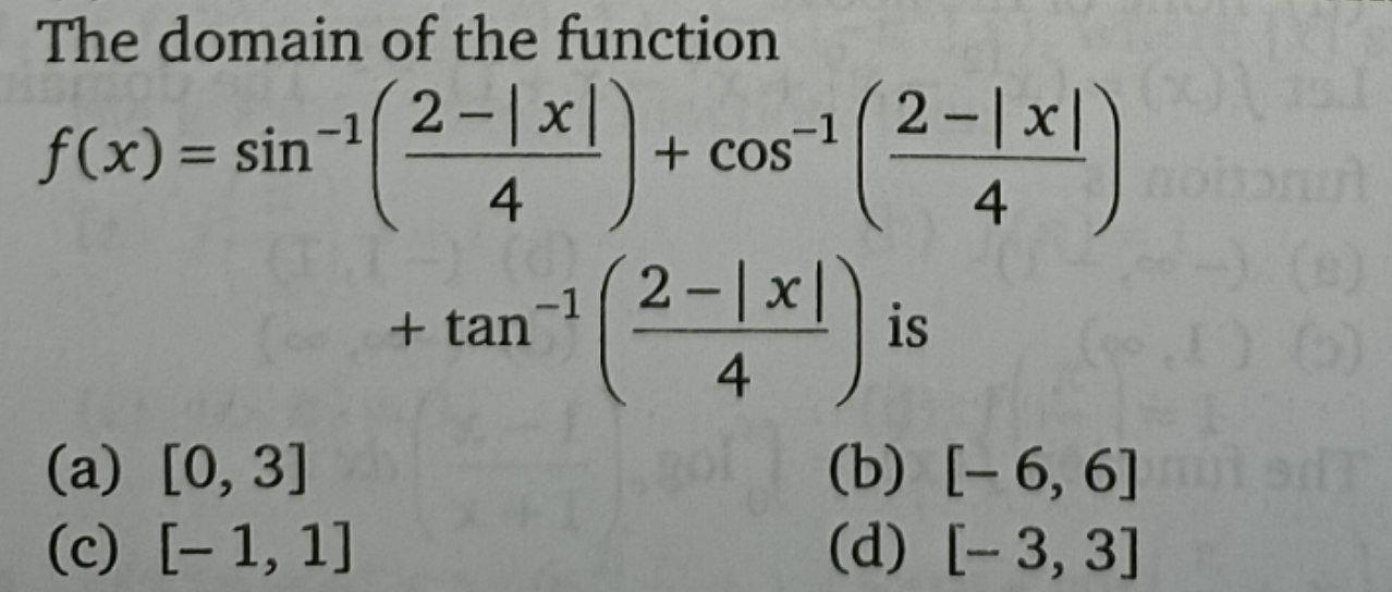 Solved The domain of the function -1 + COS 2-xl f(x) = sin | Chegg.com