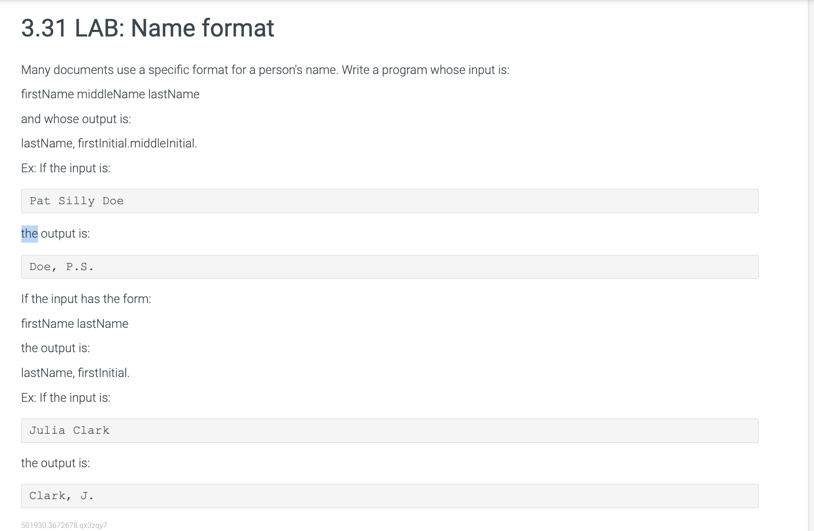 Solved Many documents use a specific format for a person's | Chegg.com