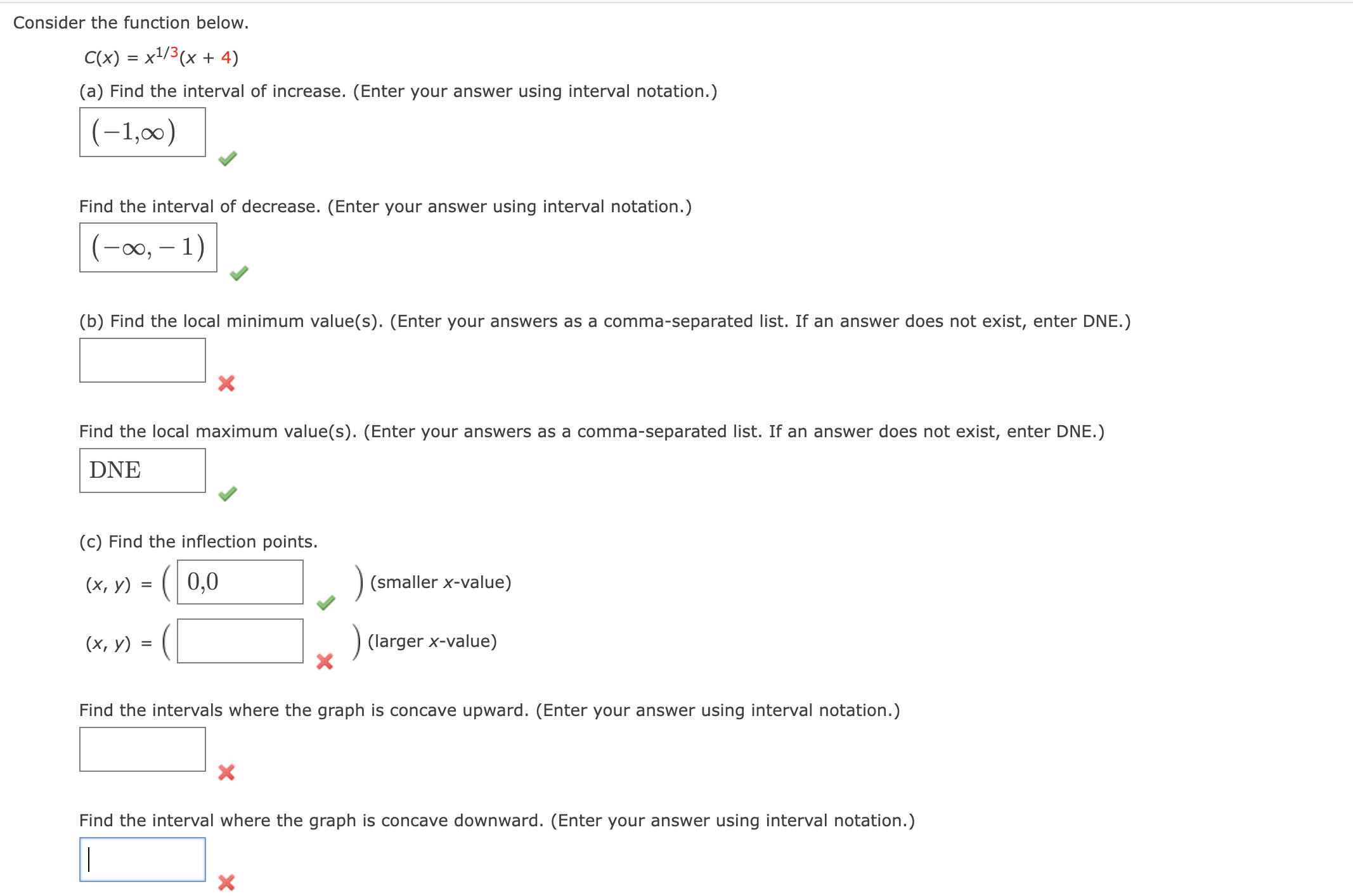 Solved Find local minimum valueFind the intervals where the | Chegg.com