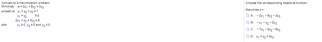 Solved Choose the corresponding objective function. Convert | Chegg.com