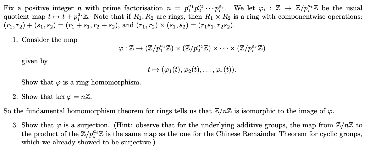 Solved Fix a positive integer n with prime factorisation n = | Chegg.com