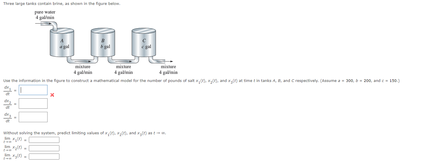 Solved Three large tanks contain brine, as shown in the | Chegg.com