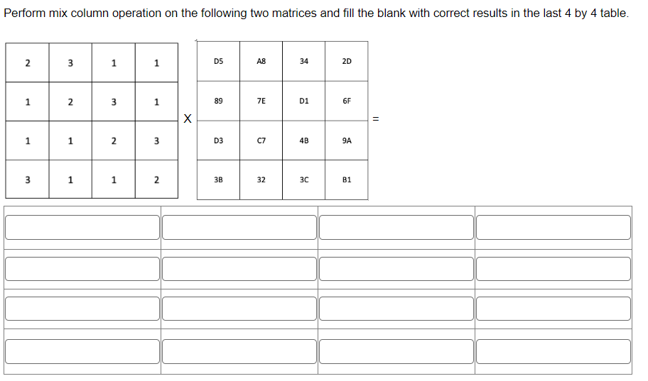 Solved Perform mix column operation on the following two | Chegg.com