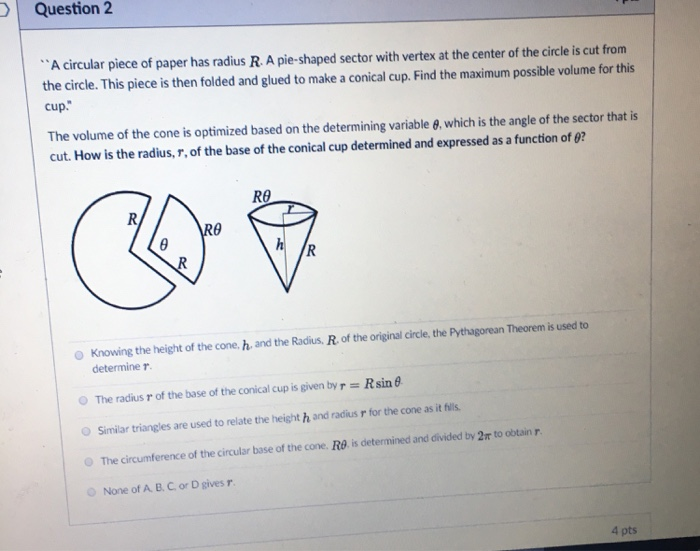 Solved Question 2 A circular piece of paper has radius R. A | Chegg.com