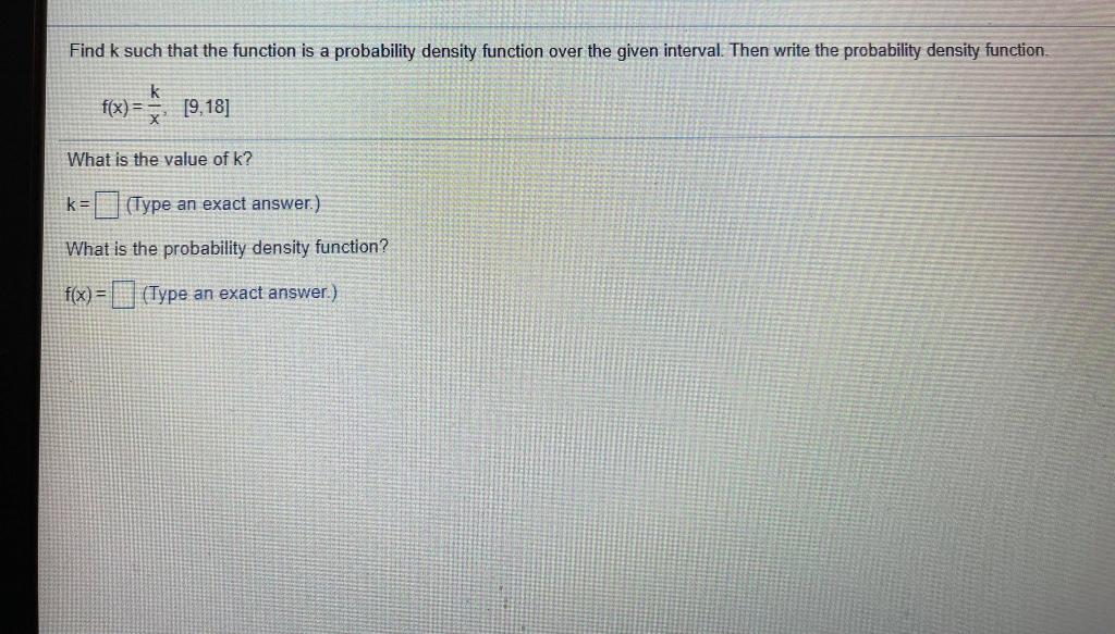Solved Find k such that the function is a probability | Chegg.com