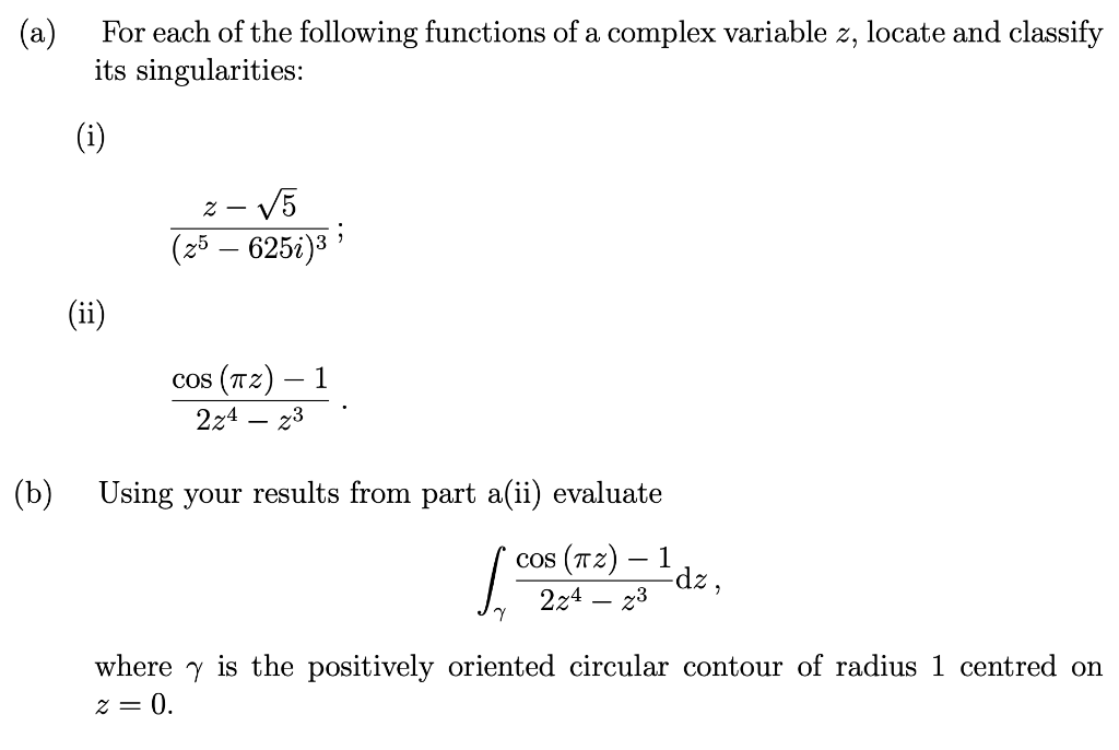 Solved (a) For each of the following functions of a complex | Chegg.com