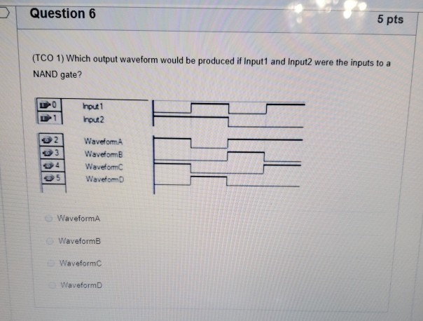 Solved D Question 3 5 pts (TCO 1) Which output waveform | Chegg.com Solved D Question 3 5 pts (TCO 1) Which output waveform | Chegg.com