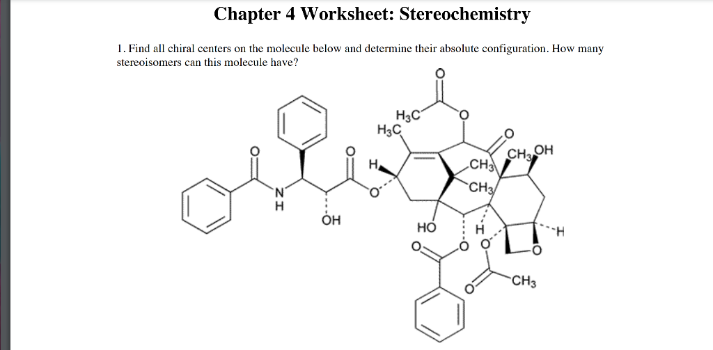 Solved Chapter 4 Worksheet: Stereochemistry 1. Find all | Chegg.com