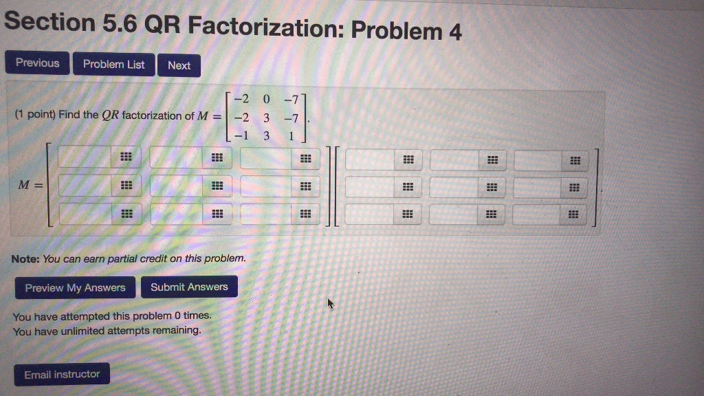 Solved Section 5 6 Qr Factorization Problem 4 Previous