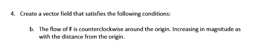 Solved 4. Create a vector field that satisfies the following | Chegg.com