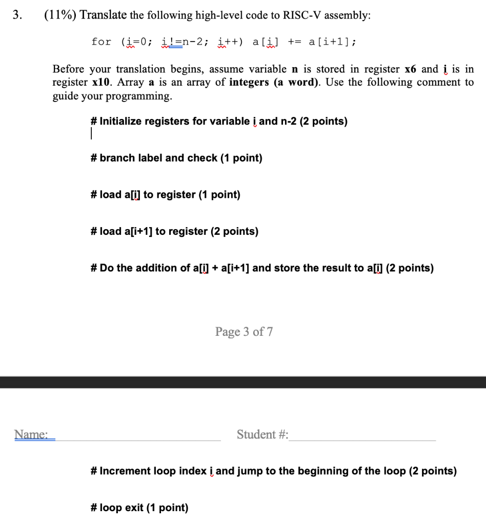 Solved 3. (11%) Translate the following high-level code to | Chegg.com