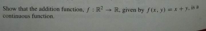 Solved Show that the addition function, f:R2→R, given by | Chegg.com
