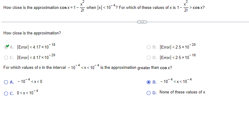 Solved How close is ﻿the approximation cosx=1-x22! ﻿when | Chegg.com