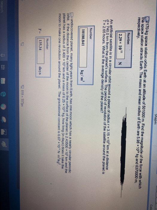 Solved Shapes Colo 2170-kg space station orbits Earth at an | Chegg.com