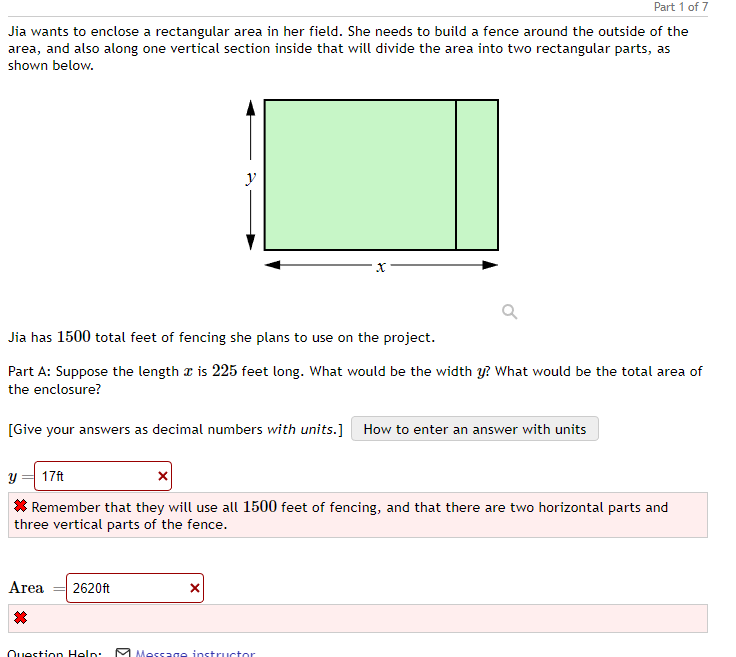 Solved Jia wants to enclose a rectangular area in her field. | Chegg.com